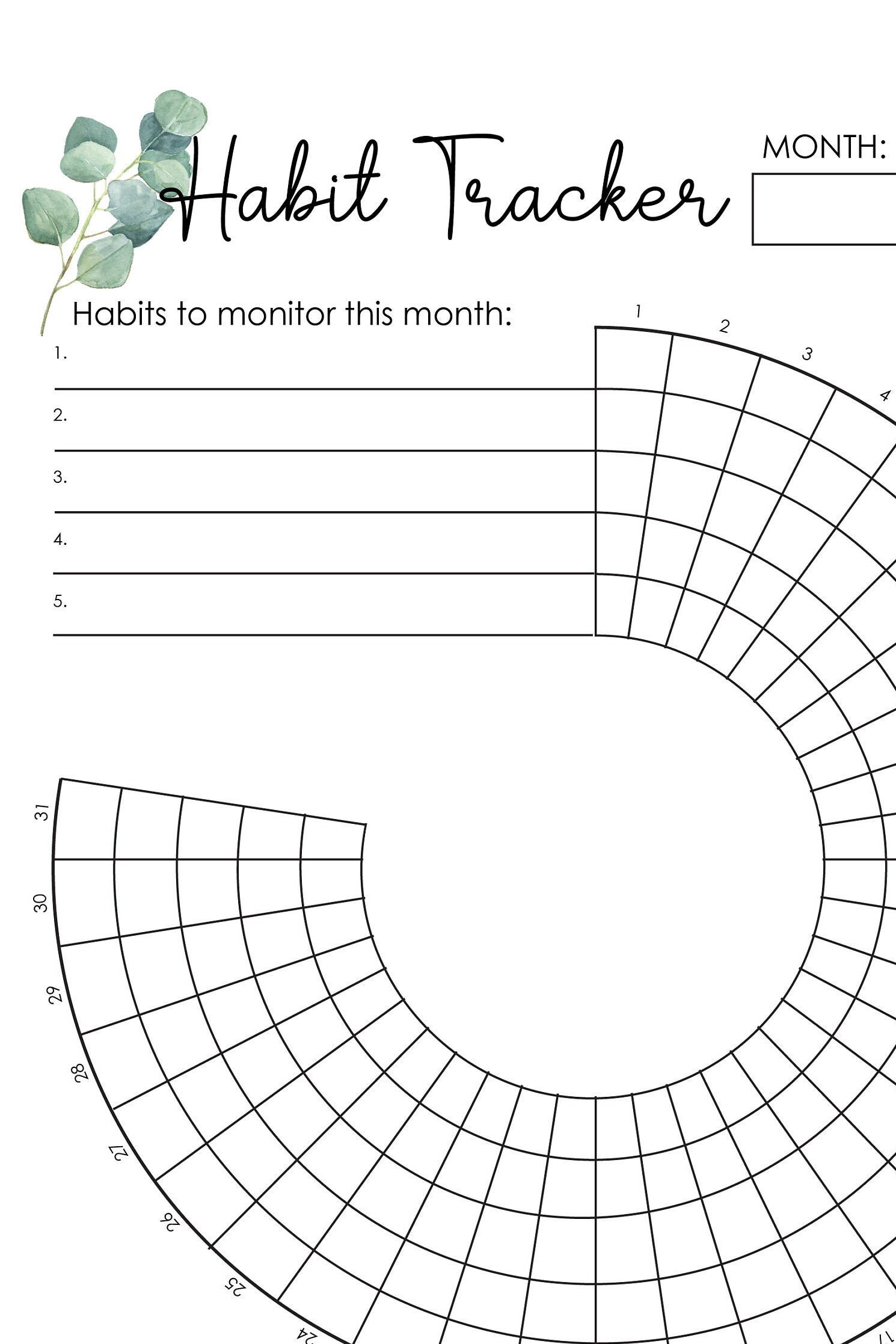 Monthly Habit Tracker Printable, Daily Habit Monitoring Journal, Habit ...
