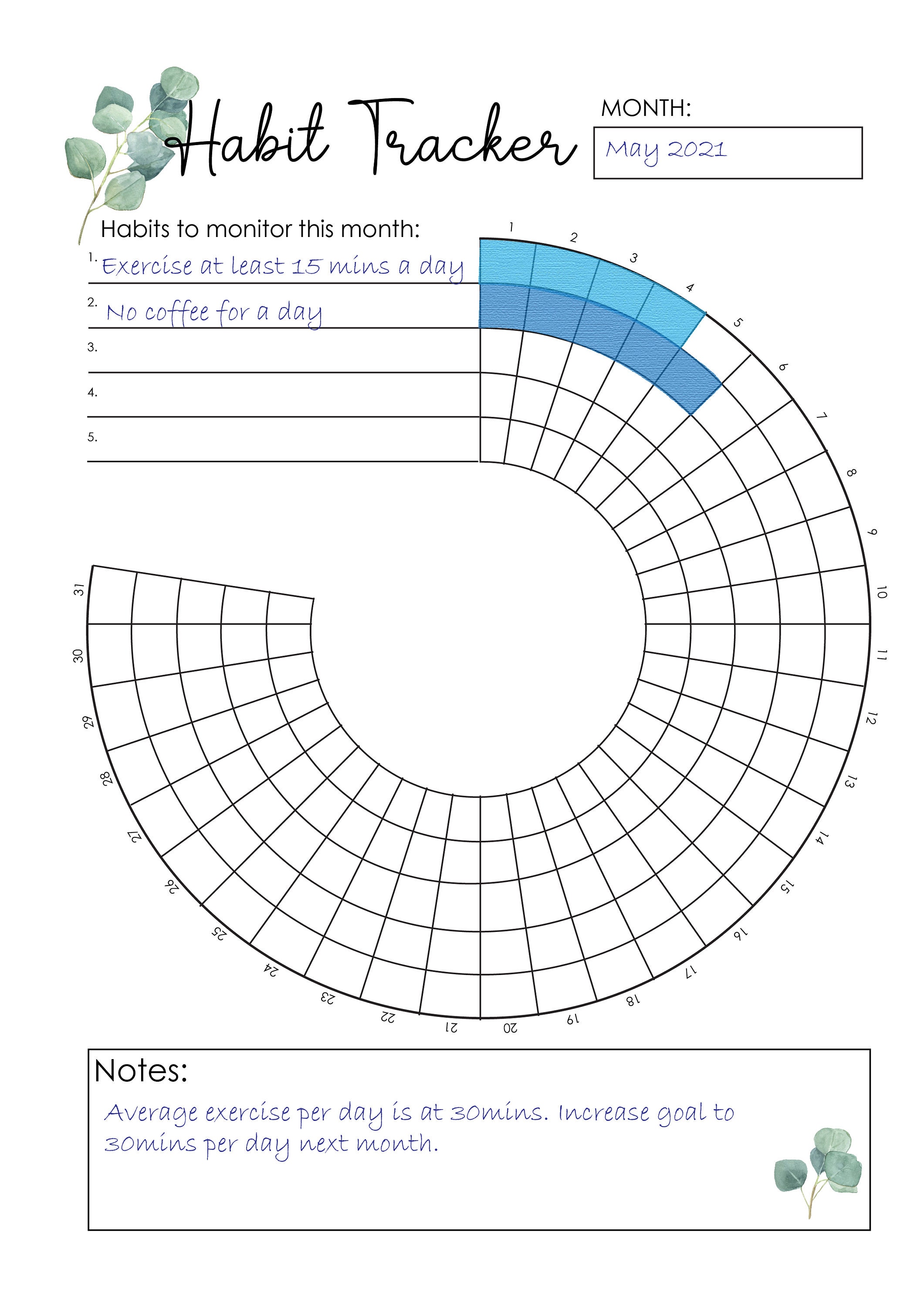 Monthly Habit Tracker Printable, Daily Habit Monitoring Journal, Habit ...