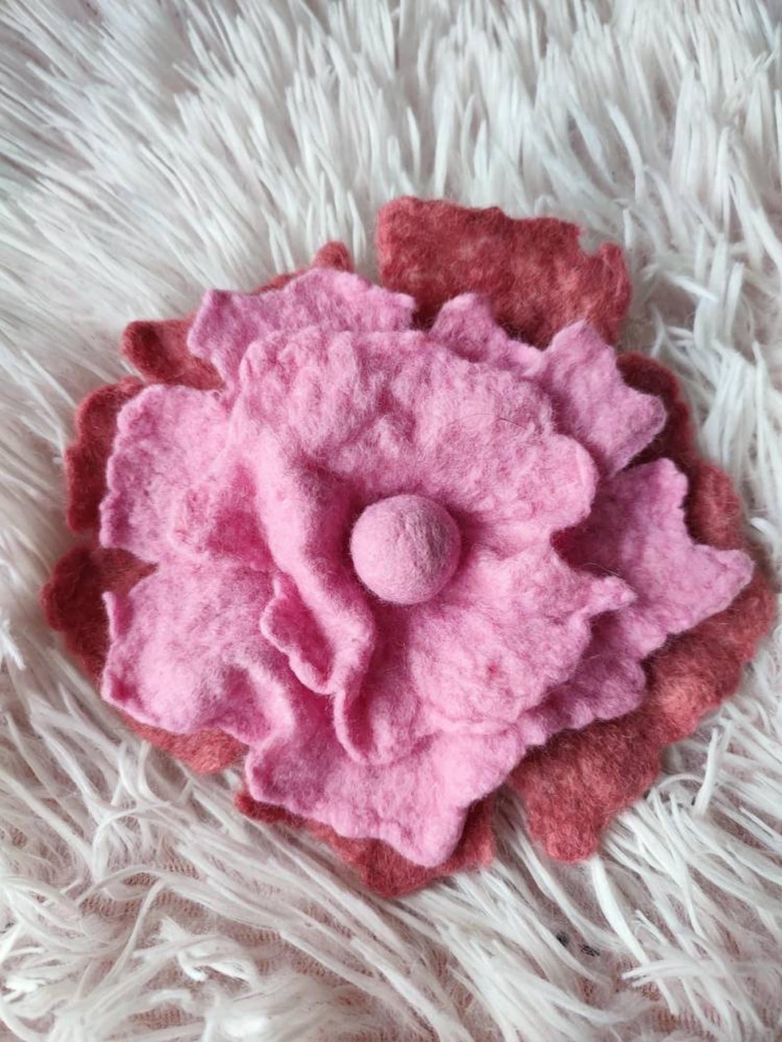 Felt Flower Brooch, Large Felt Flower, Felt Wool Jewelry, Big Flower ...