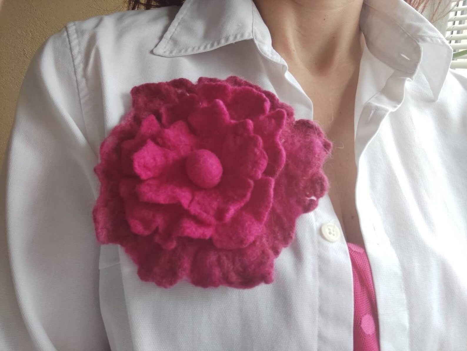 Felt Flower Brooch, Large Felt Flower, Felt Wool Jewelry, Big Flower ...