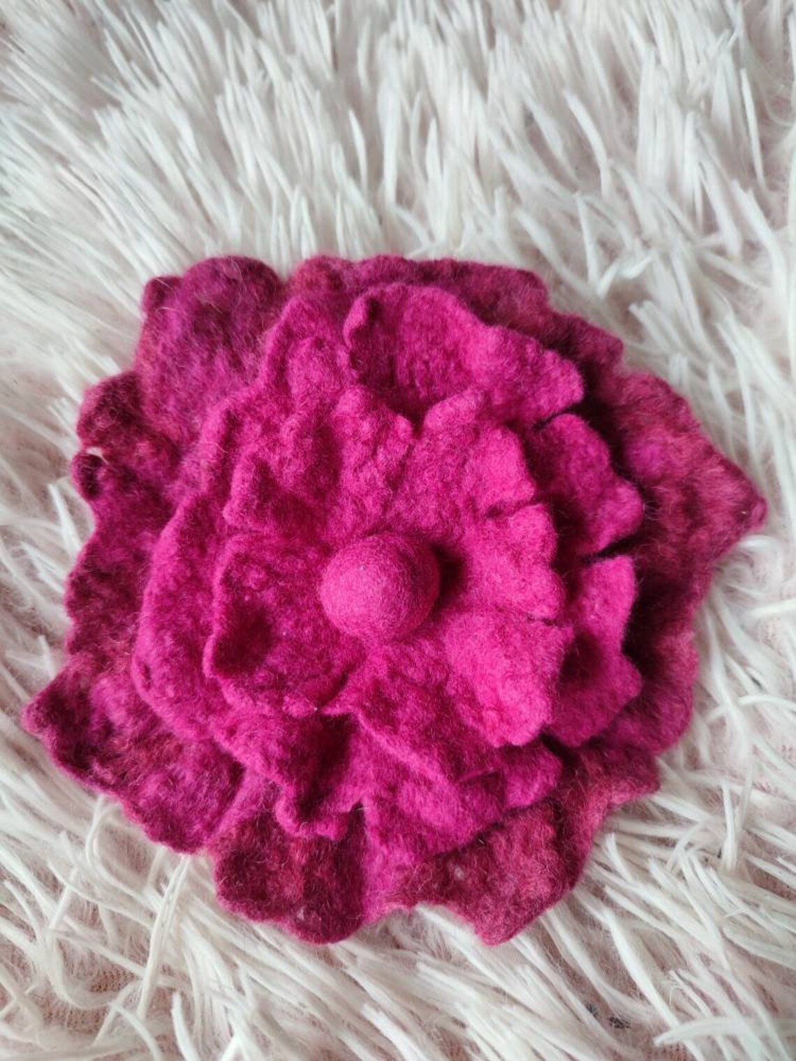 Felt Flower Brooch, Large Felt Flower, Felt Wool Jewelry, Big Flower ...