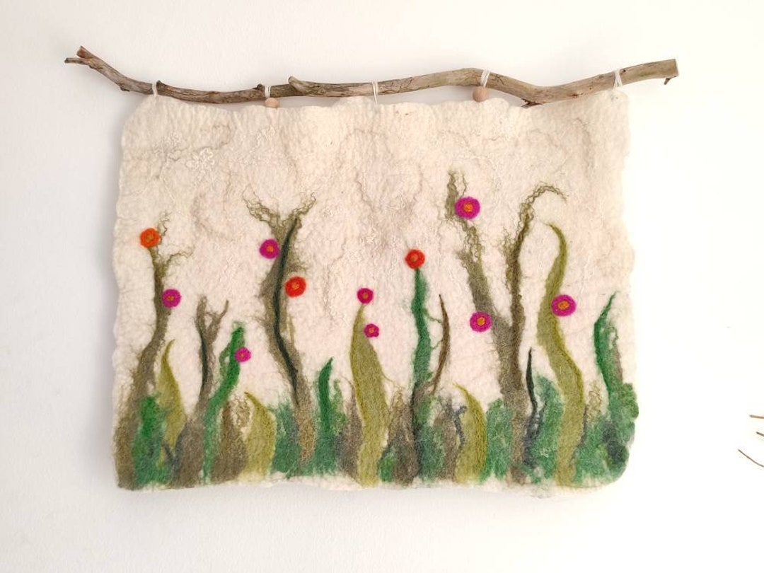 Wool painting, Felted wall art, Felted wall decor, Textile wall hanging ...