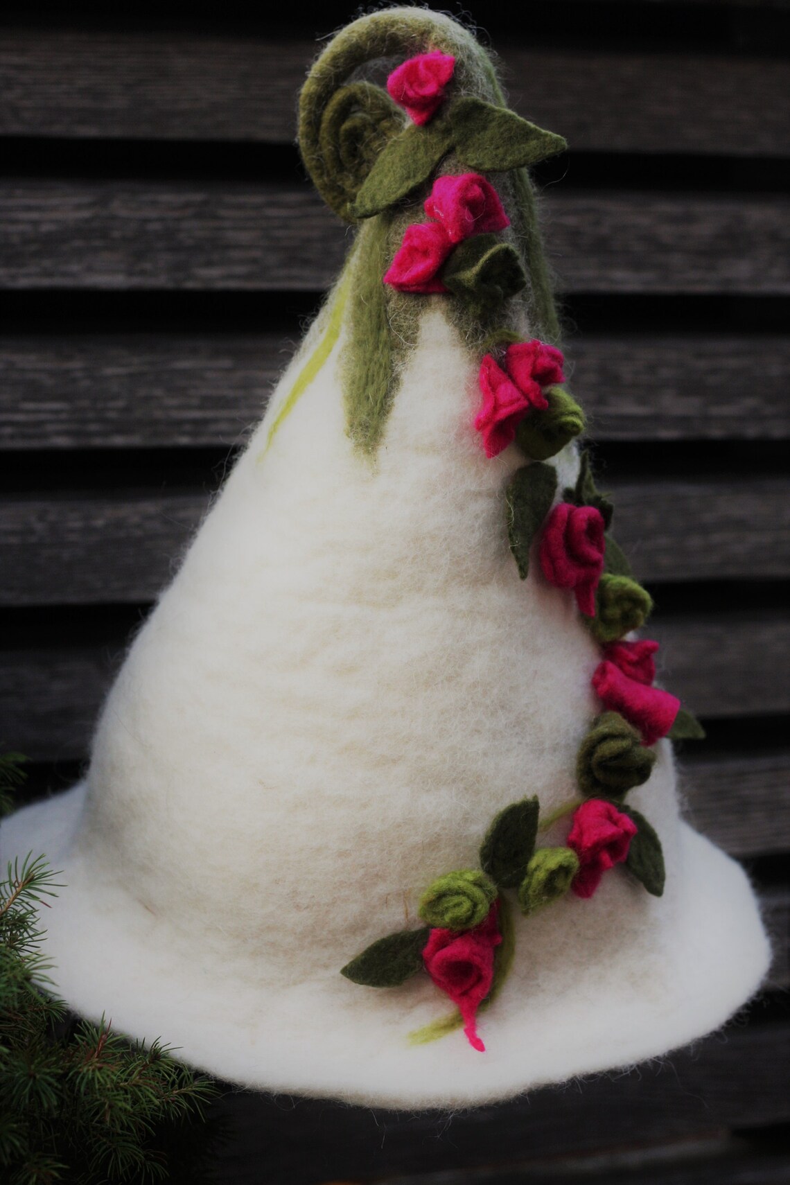 Women Felted Wool Hat, Felted Sauna Hat, Pixie Felt Hat, Felted Witch ...