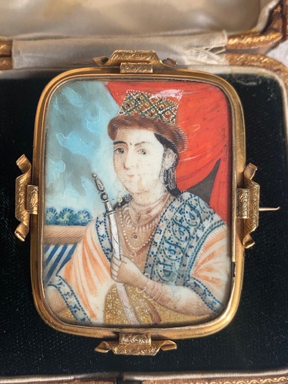 Antique Indian Minature Hand Painted Portrait in 15ct… - Gem