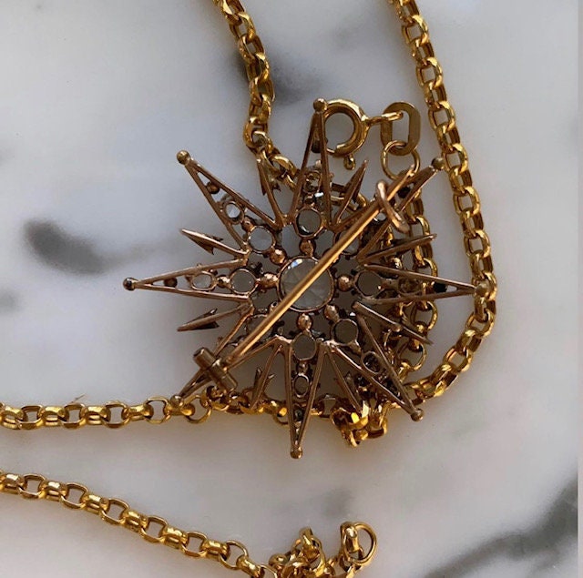 AMAZING Antique Rose Gold and Paste Star Brooch - Etsy