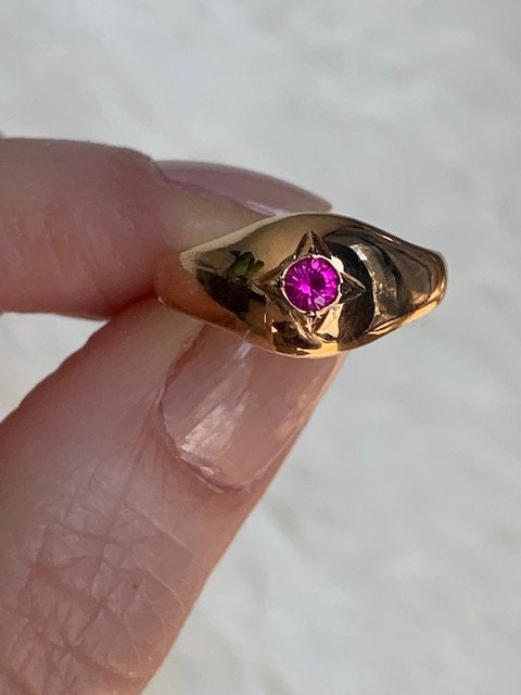 Antique Domed Verneuil Ruby Starburst Ring - Etsy