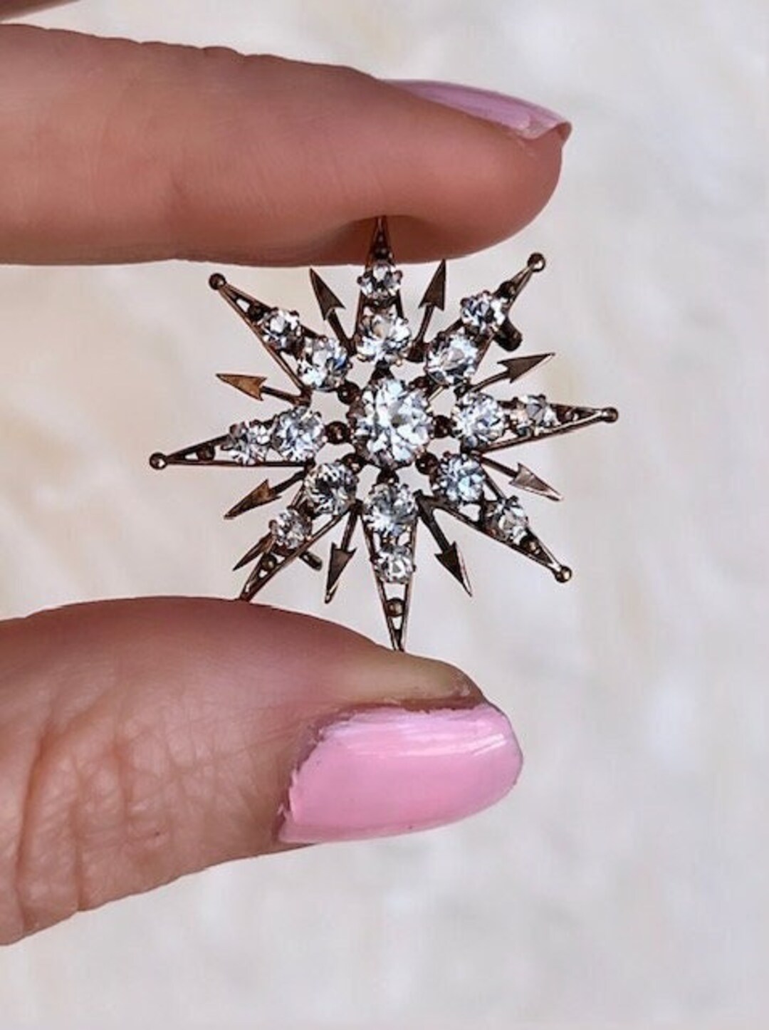 AMAZING Antique Rose Gold and Paste Star Brooch - Etsy