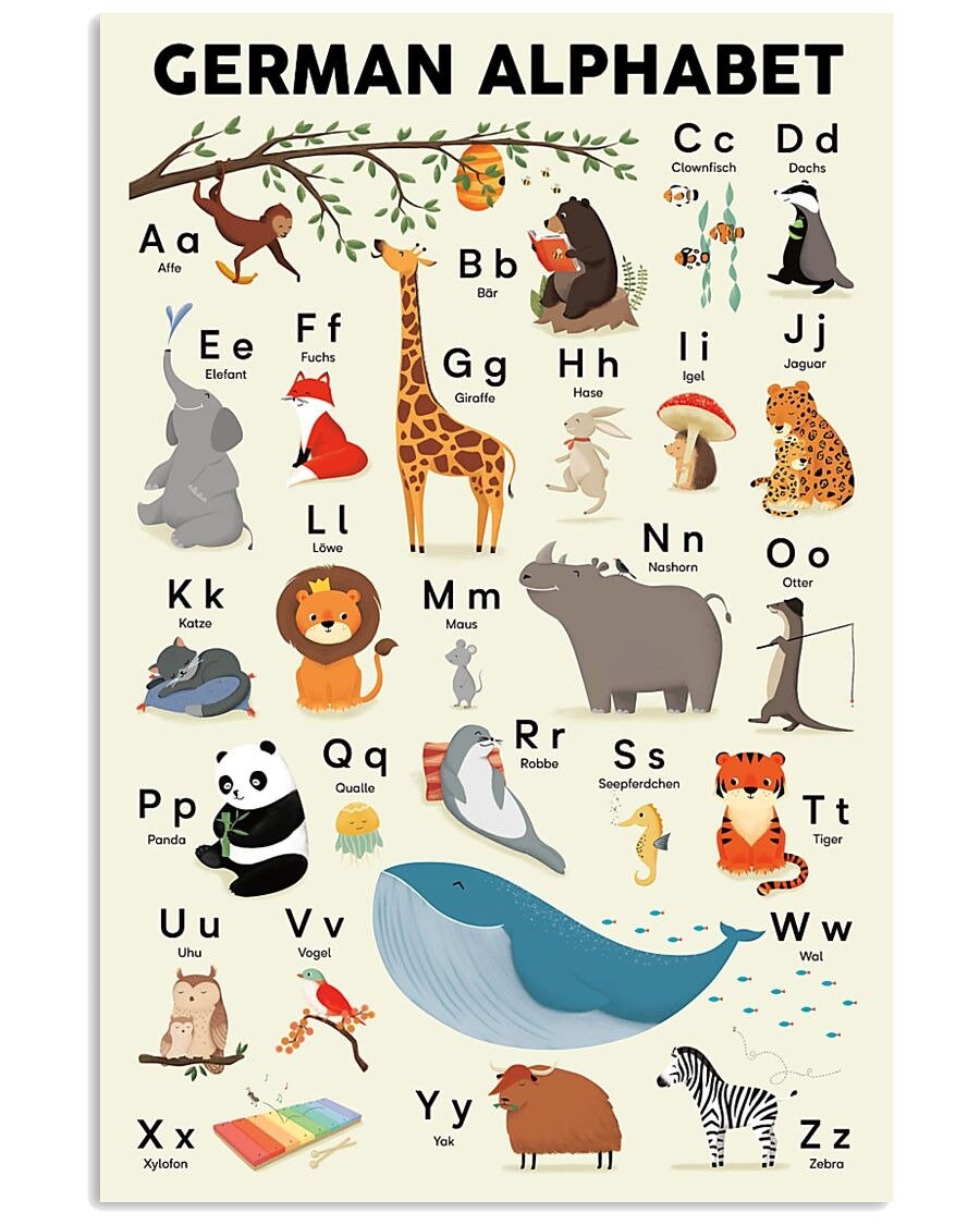 Teacher German Animal Alphabet poster 17 x 24 inch | Etsy