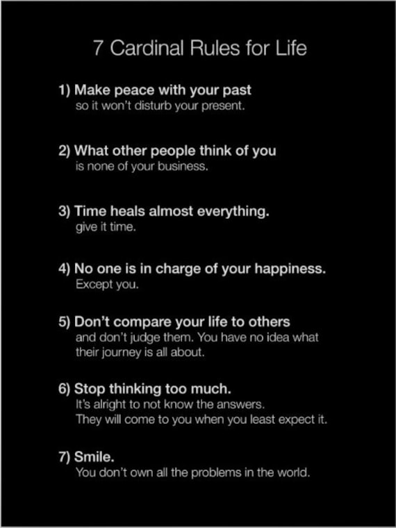 7 Cardinal Rules for Life Poster 17 x 24 inch | Etsy