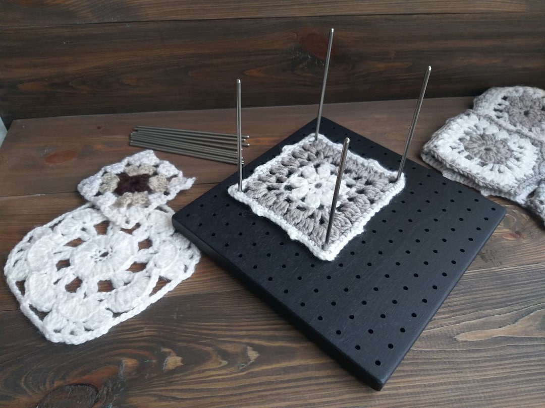 Granny Square Blocking Board With Metal Pins, Wooden Crochet Blocker in ...