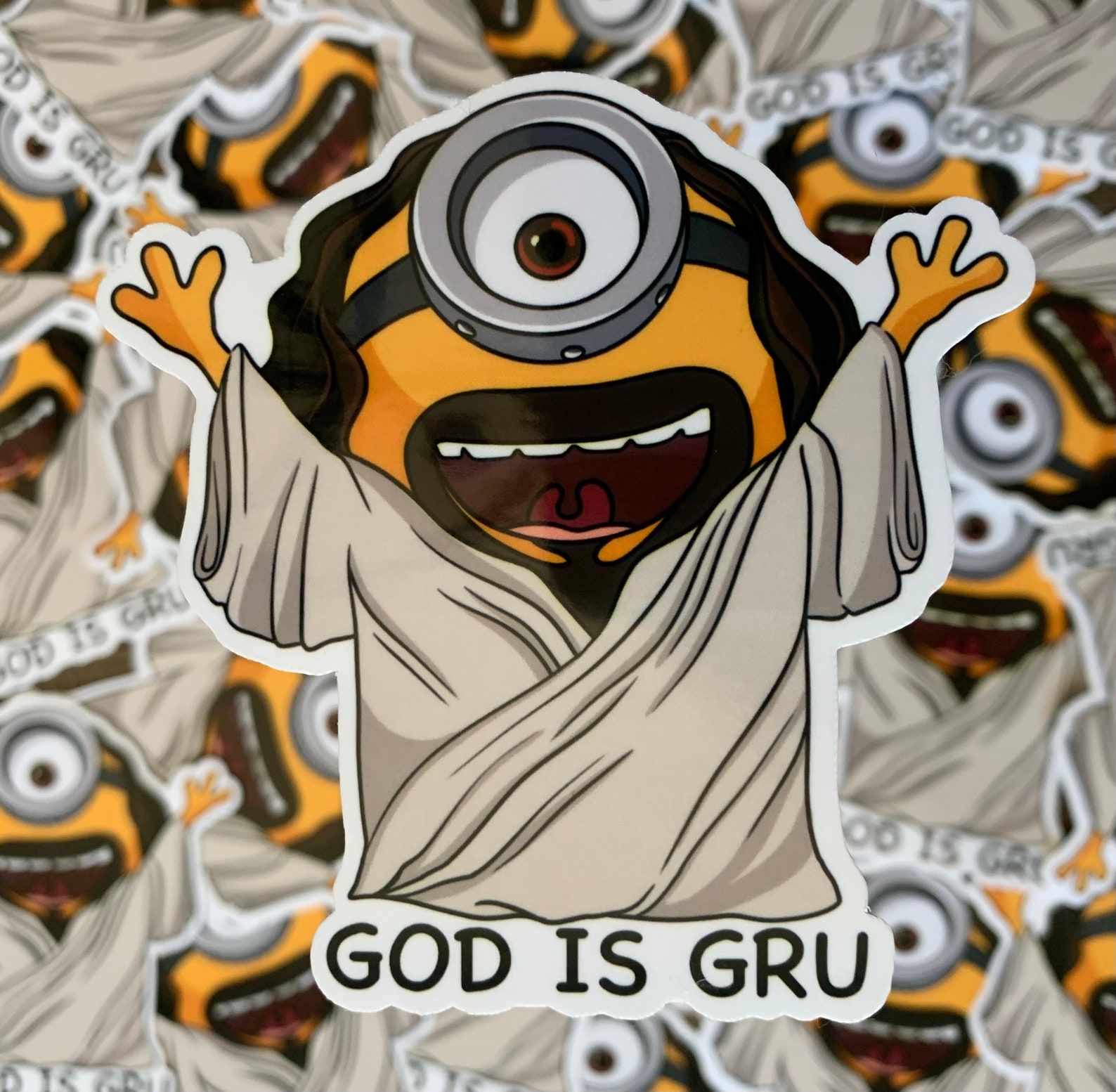 Minion Movie Jesus Sticker Vinyl Despicable Me Gru God is - Etsy