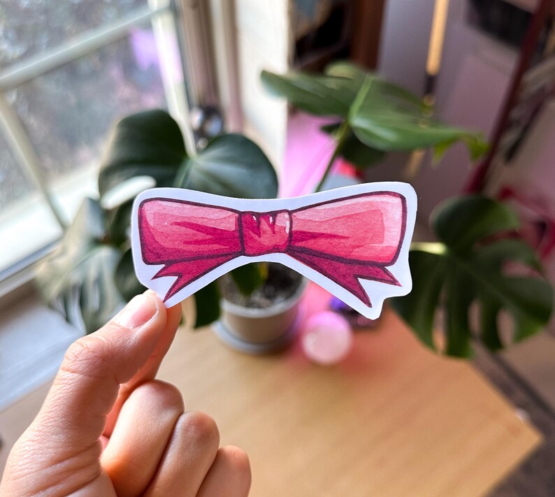Bow Coquette Gift Vinyl Sticker Pack Decal Cute Watercolor Trendy Pink ...