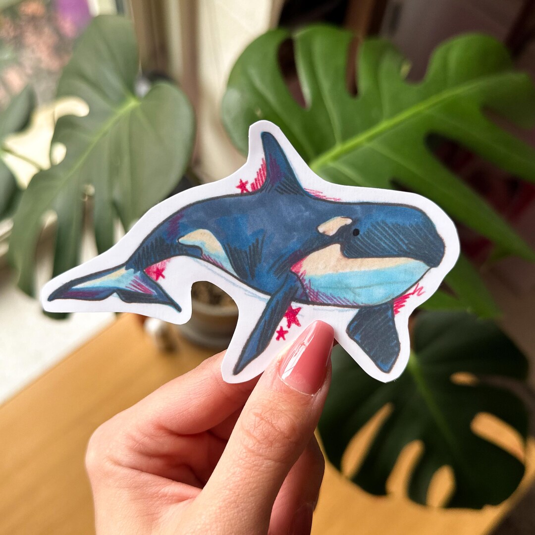 Orca Vinyl Sticker Marine Decal Ocean Sea Life Cute Gift Purple Killer ...