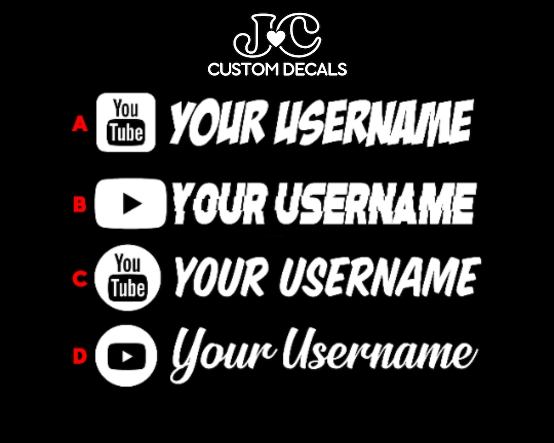 Custom Youtube Username Text Vinyl Decal Sticker Personalized // for ...