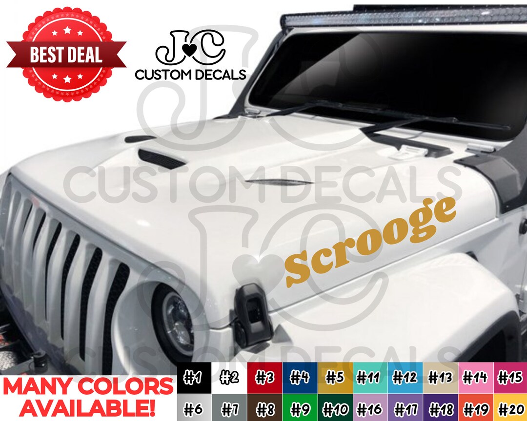 Set of 2 Christmas Scrooge Jeep Hood Name Decal Stickers - Etsy