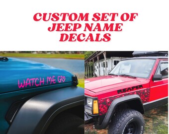 Set of 2 Custom Jeep Hood Name Decal Stickers // Vehicle Truck | Etsy