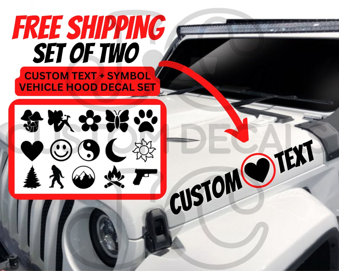 Set of 2 Custom Jeep Hood Name Decal Stickers Vehicle Truck Car ...