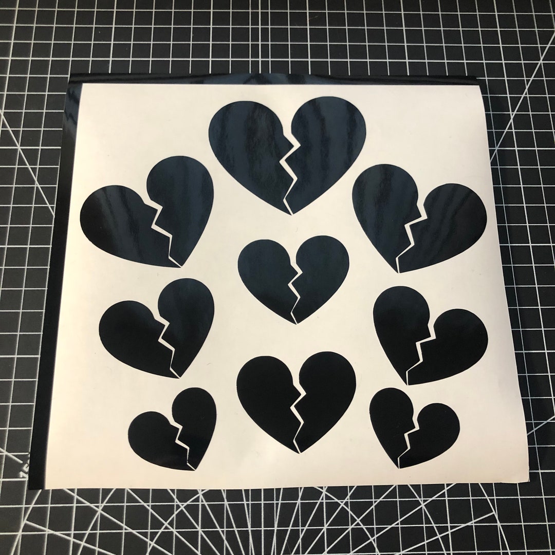 Broken Hearts Die Cut Vinyl Decal Sticker Kit // for Car Truck Window ...