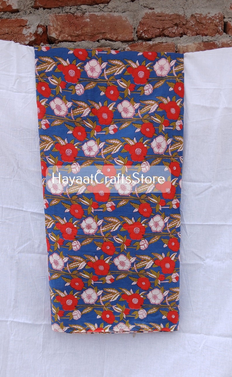 Indian Hand Block Print Cotton Fabric by the Yard, Print 100% Pure Hand ...