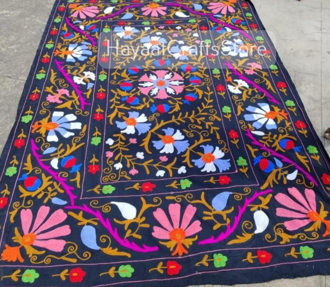 Traditional Colour Indian Suzani Bedcover Throw Blanket, Bohemian ...