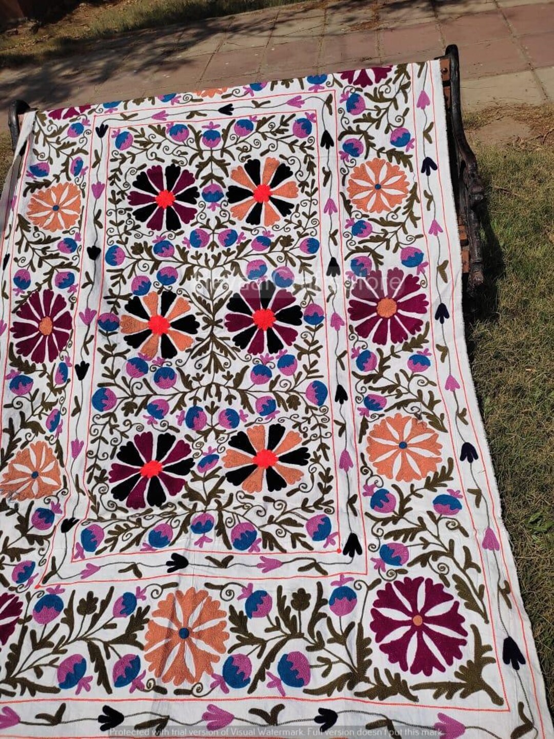 Suzani Bedspread, Tapestry,colourful Suzani Wall Hanging,cotton Hand ...