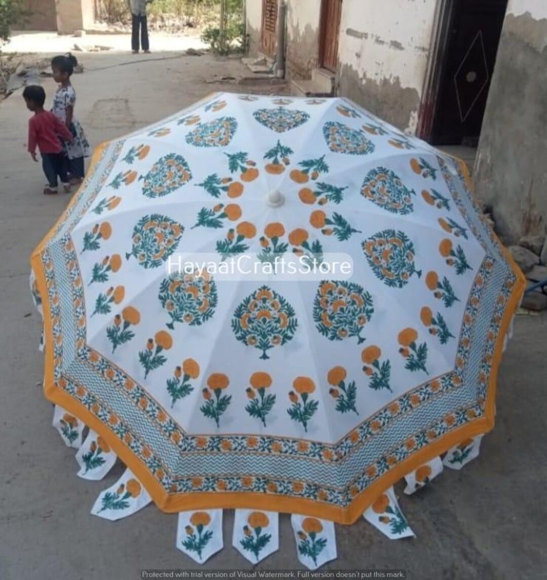 Beautiful Hand Block Printed Umbrella, Indian Handmade Large Big ...