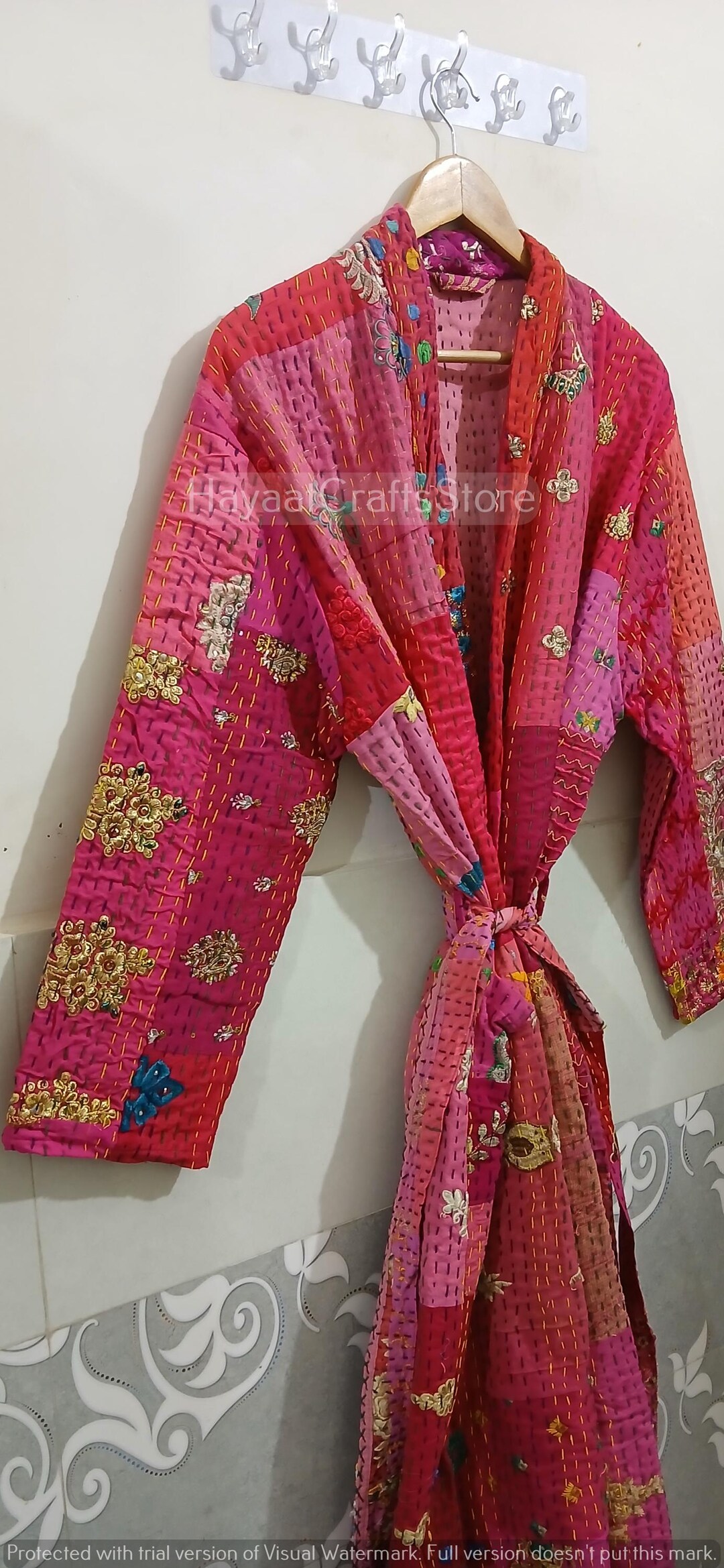 Indian Khambadiya Kantha Robe Beautiful Patchwork Jacket, Long Robe ...