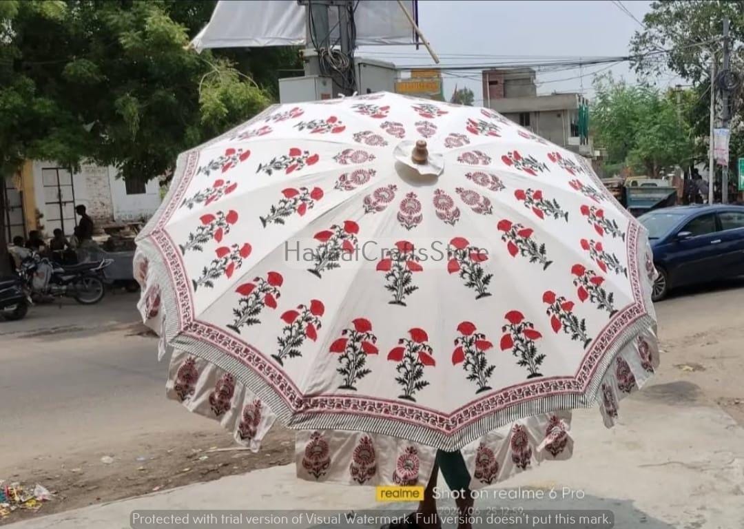 Beautiful Hand Block Printed Umbrella, Indian Handmade Large Big ...