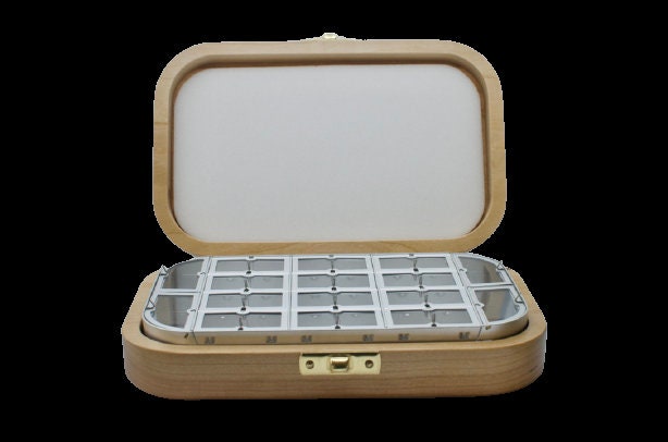 Richard Wheatley Wooden Fly Box: 16-compartment, Engraved Brass Plaque ...