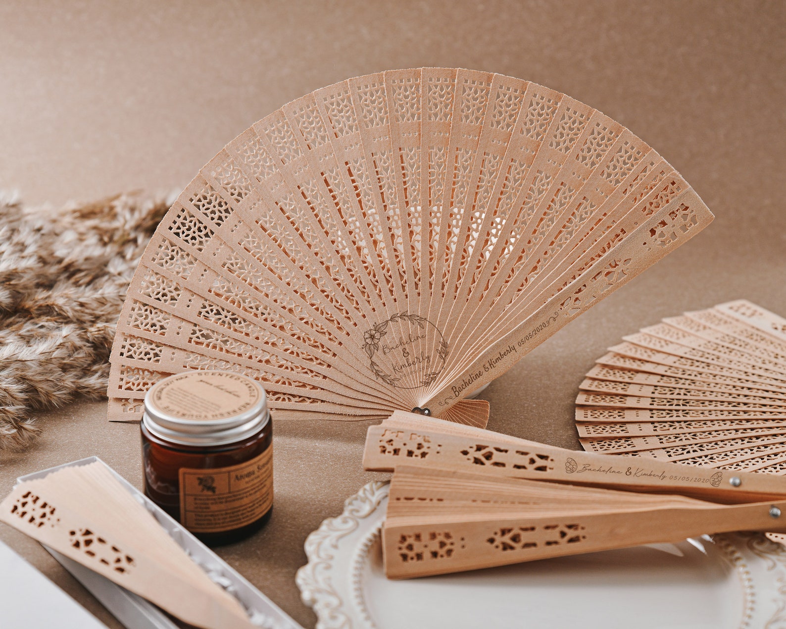 Handmade Wooden Hand Fan-a Charming Keepsake for a Commemorative Event ...