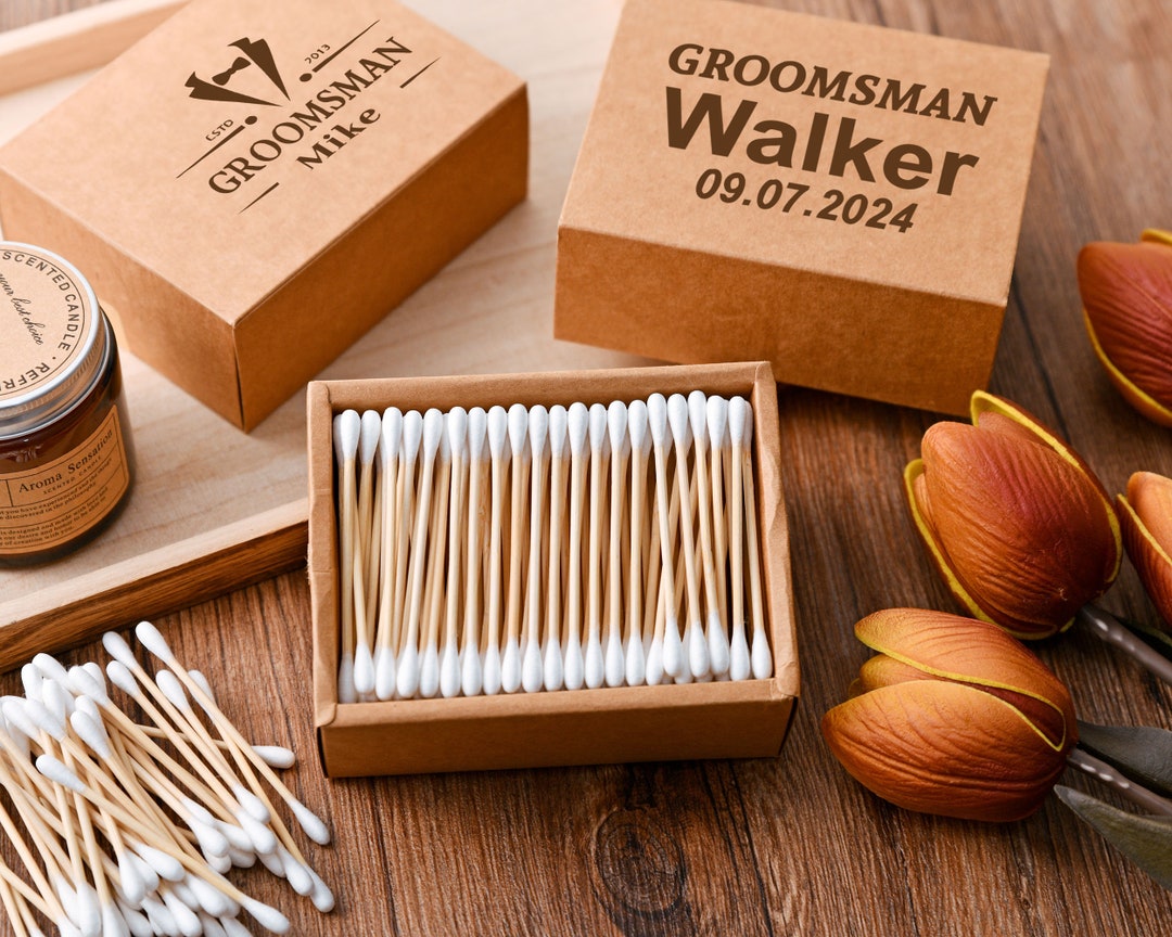 Custom Eco-friendly Bamboo Cotton Swab Box 200 Count Biodegradable and ...
