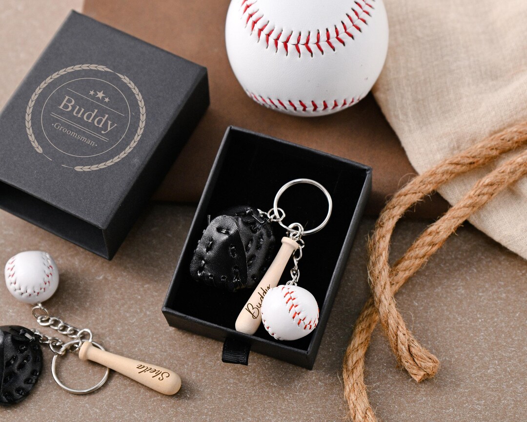 Personalized Baseball Keychain: Handcrafted Mini Baseball Set - Etsy