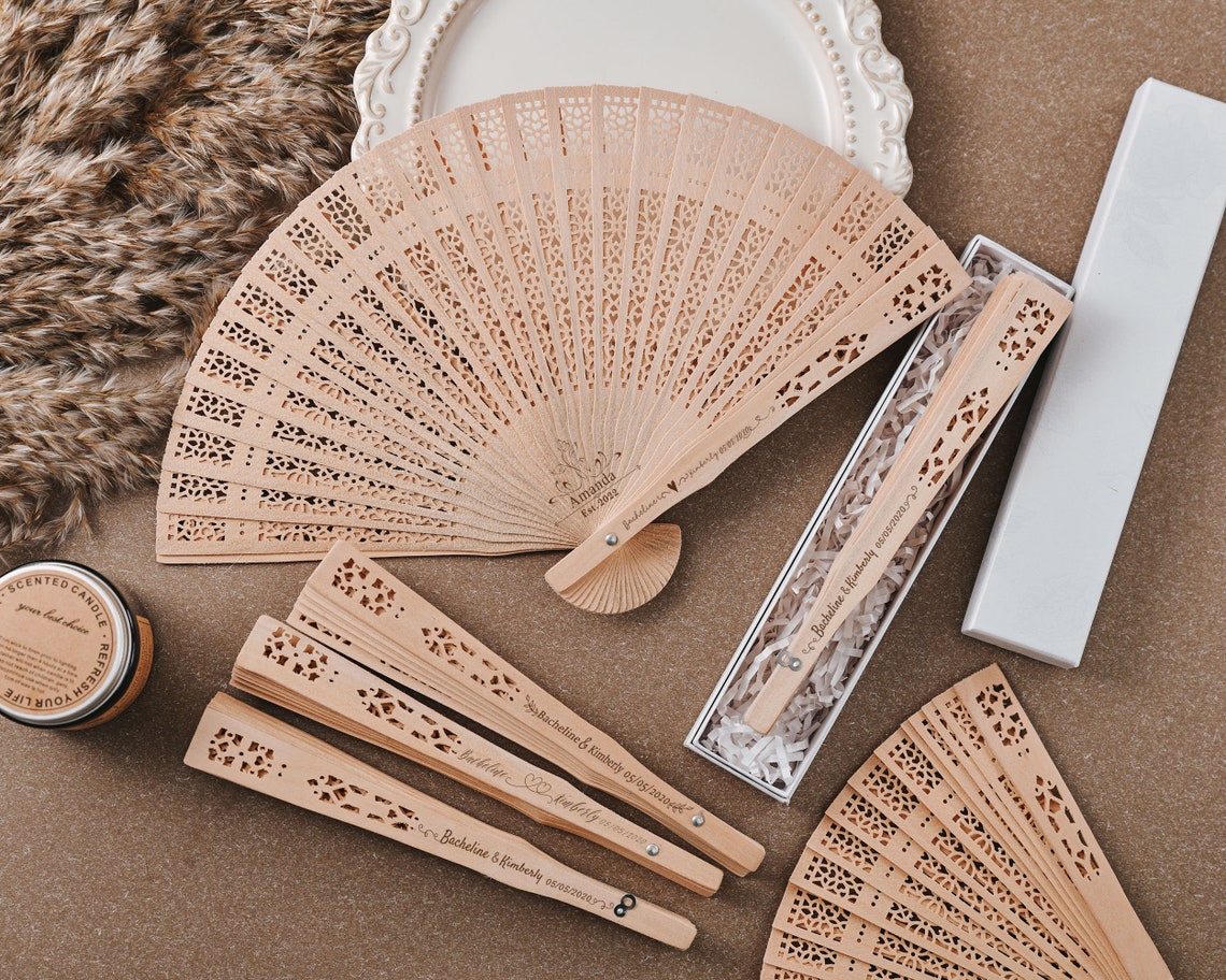 Handmade Wooden Hand Fan-a Charming Keepsake for a Commemorative Event ...