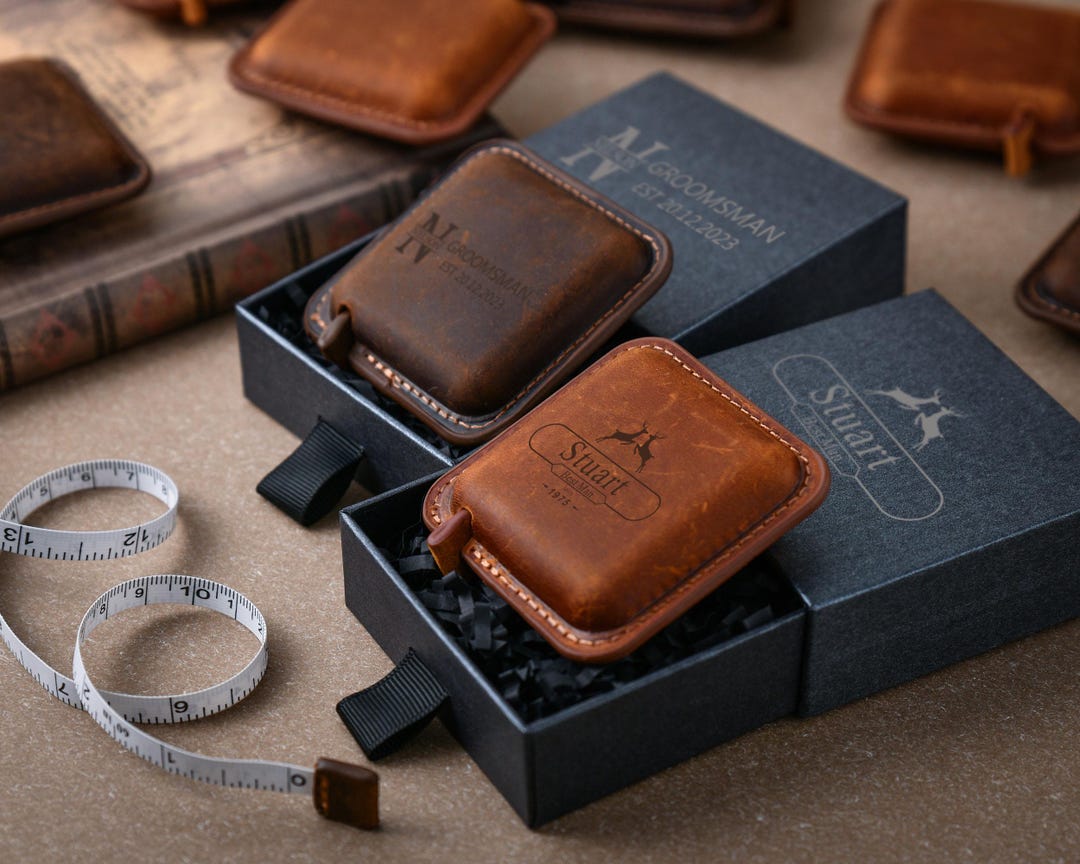 Personalized Leather Measuring Tape: Handmade Groomsmen Gift - Etsy