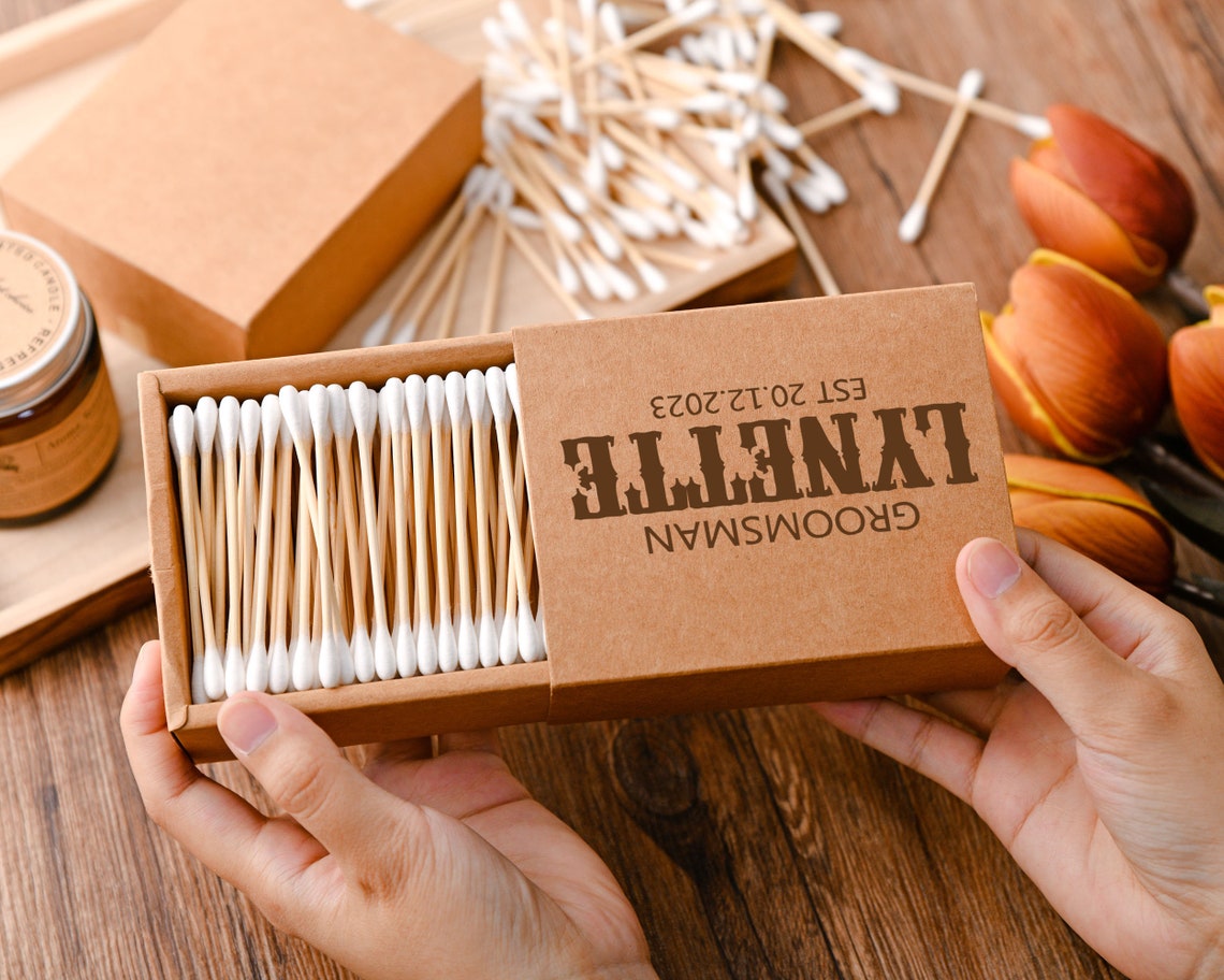 Custom Eco-friendly Bamboo Cotton Swab Box 200 Count Biodegradable and ...