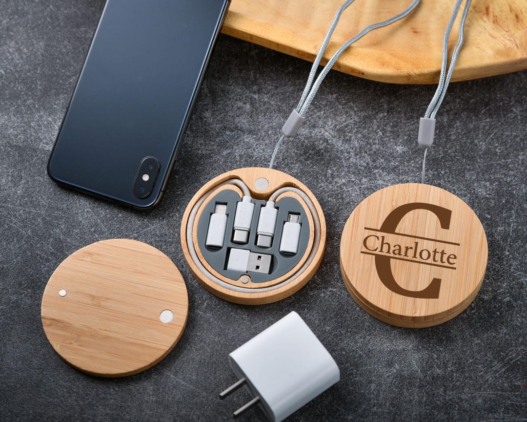 Custom Bamboo Cable Organizer: Handmade Tech Accessory Set - Etsy