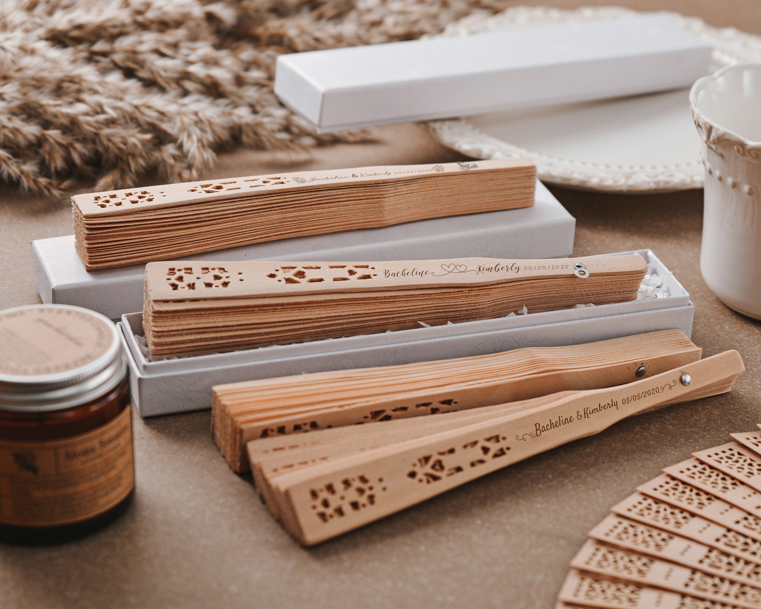 Handmade Wooden Hand Fan-a Charming Keepsake for a Commemorative Event ...