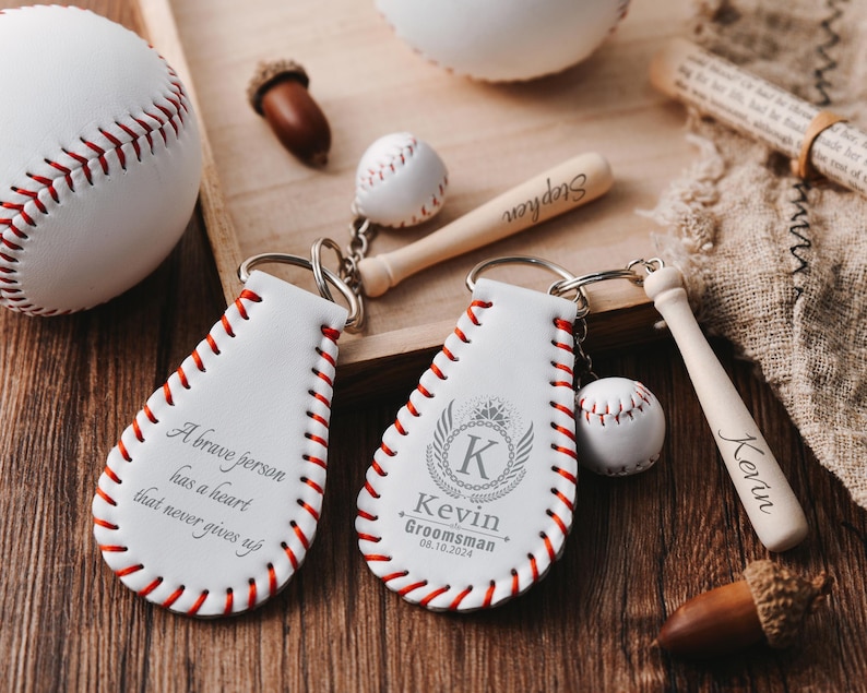 Personalized Baseball Keychain - Unique Handmade Gift - Custom Baseball ...