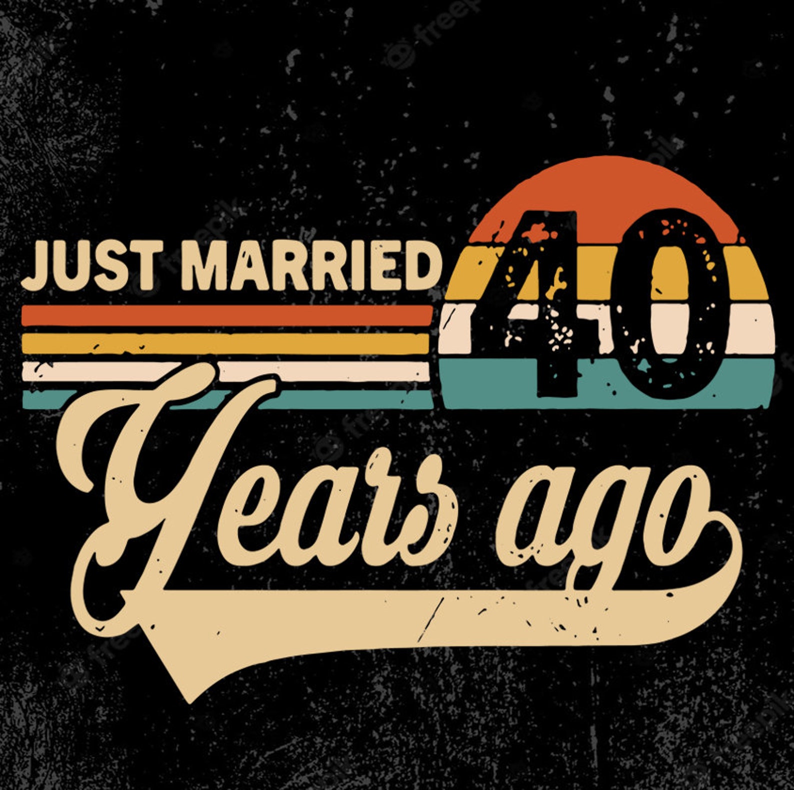 Just Married 40 Years Ago Vintage Retro 40 Years Anniversary Svg, 40 ...