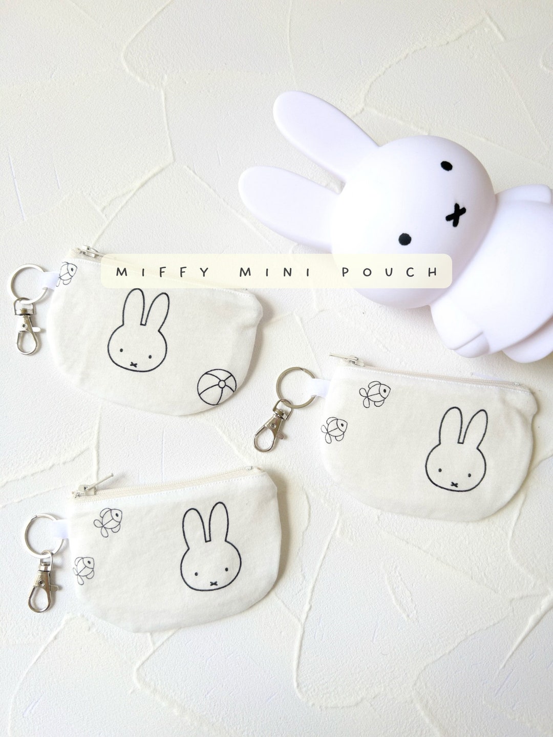 Miffy Mini Pouch/ Bunny Coin Pouch/ Cute Coin Pouch/ Cotton Jersey ...