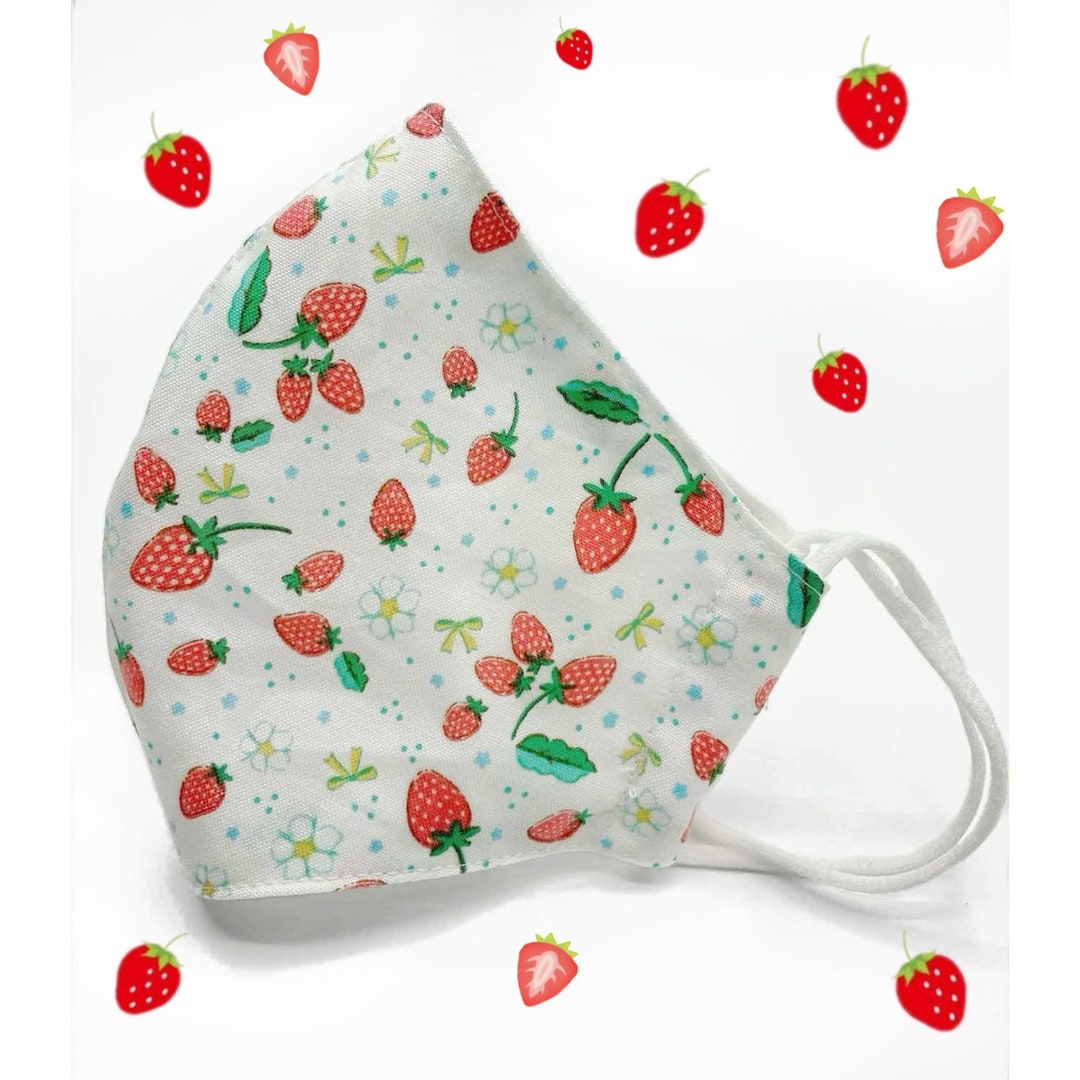 Strawberry Face Mask White 3D Cotton Reusable Lightweight - Etsy
