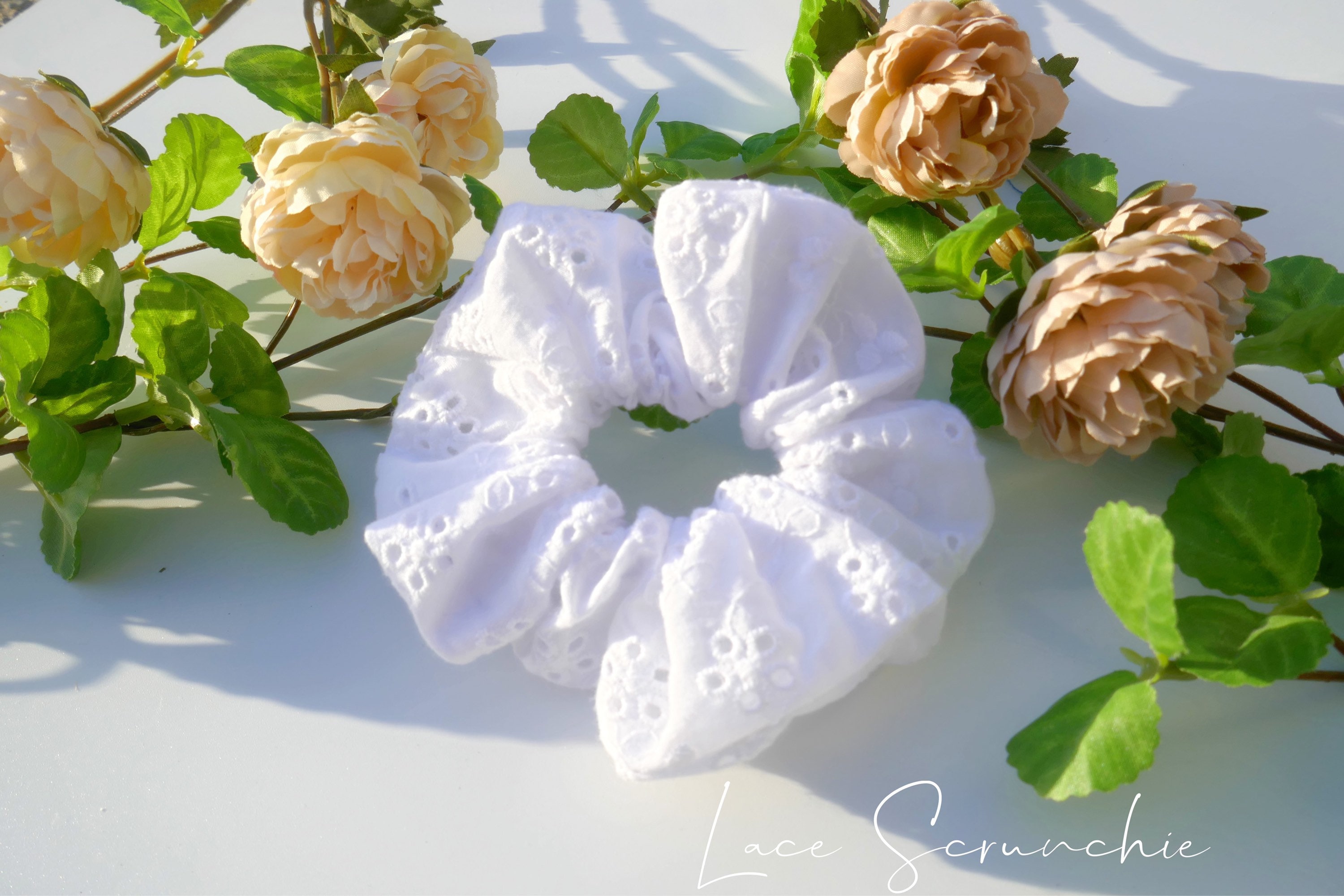 White Lace Scrunchies 100% Cotton Lace Scrunchies White - Etsy