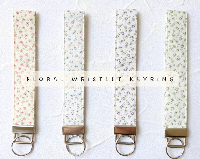 Floral Wristlet Keyring/ Floral Key Fob/ Floral Lanyard/ Floral ...