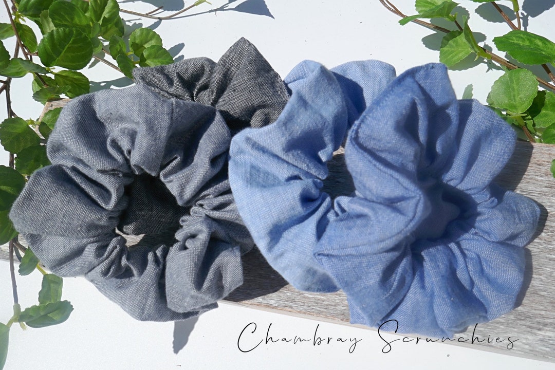 Chambray Scrunchies Chambray Hair Tie 100% Cotton Handmade - Etsy