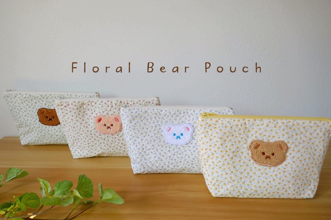 Bear Pouch Floral Pouch Cute Zipper Pouch Cute Pouch - Etsy