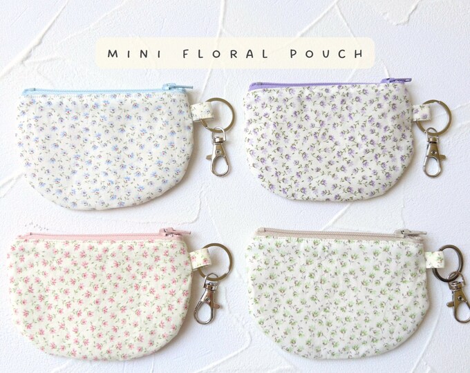 Floral Mini Pouch/ Floral Coin Pouch/ Floral Pouch/ Cute Floral Bag ...