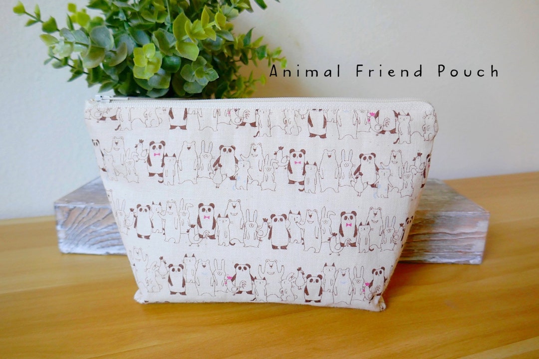 Cute Animal Pouch, Bear Pouch, Cute Pouch, Animal Makeup Bag, Beige ...