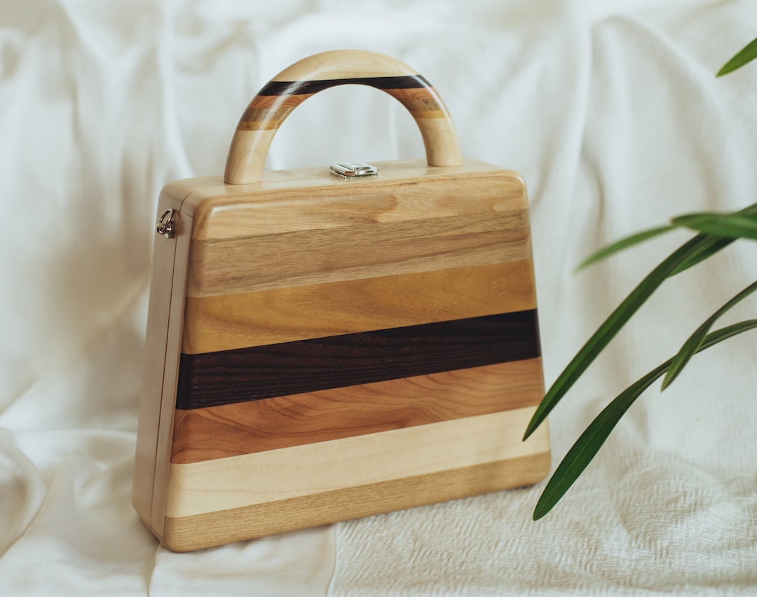 Wooden Striped Bag Handbag Wooden Crossbody Exclusive Bag Wood Unique ...