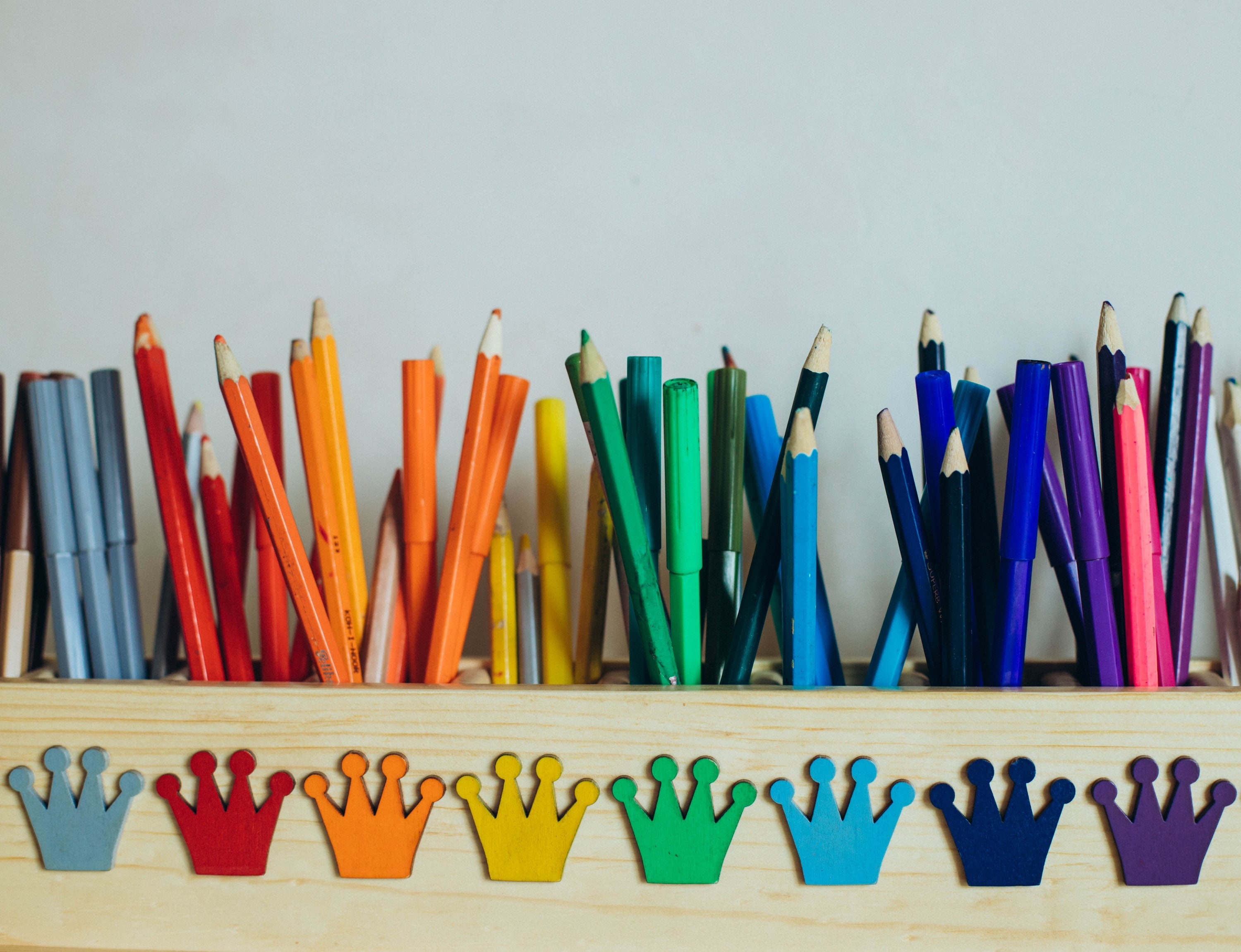 Wooden Rainbow Holder for Pencils/felt-tip Pen Box,organizer Pencil ...