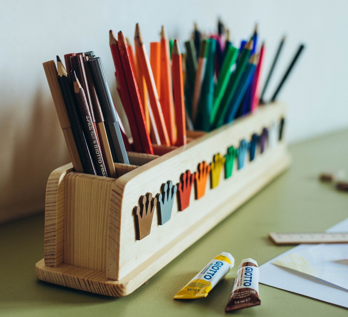 Wooden Rainbow Holder for Pencils/felt-tip Pen Box,organizer Pencil ...